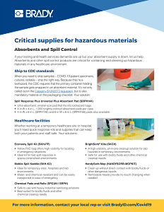 Mercury Specialty Spill Kit - Brady Part: SK-MERC | Brady | BradyCanada.ca