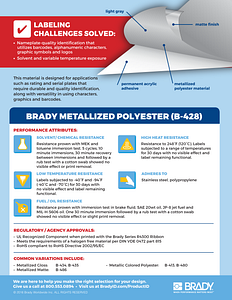 BMP71 BMP61 Metallised Polyester Pre-Printed CALIBRATION Labels - Brady ...