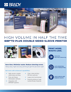 BBP72-PLUS Double-Sided Heat Shrink Label Printer - Brady Part: BBP72 ...
