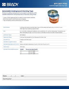 Detectable Identoline Warning Tape - Brady Part: 91601 | Brady ...
