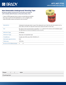 Identoline Underground Warning Tape - Brady Part: 91297 | Brady ...