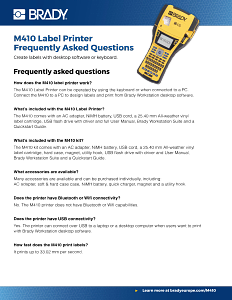M410 Label Printer UK - Brady Part: M410-UK | Brady | BradyID.com