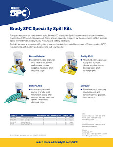 Battery Acid Specialty Spill Kit - Brady Part: SK-BATT | Brady ...
