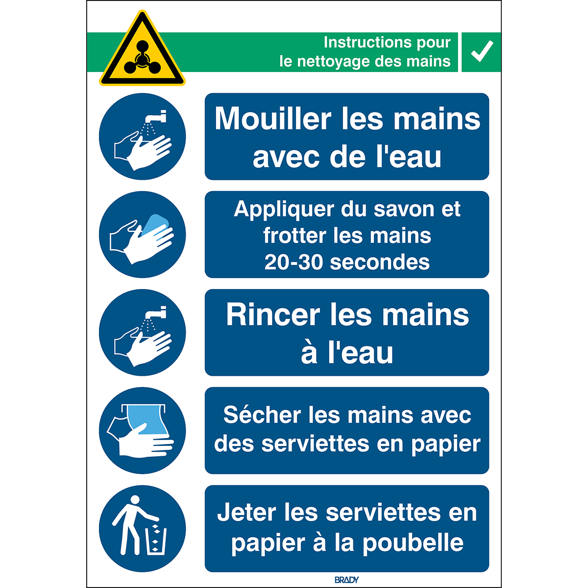 Instructions de lavage des mains - Brady Part: HANDWASH-INST-FR | Brady ...