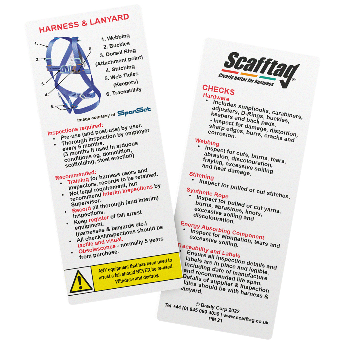 Harness and Lanyard - Inspection Guide Pocket Memo - Brady Part: PM-GB ...