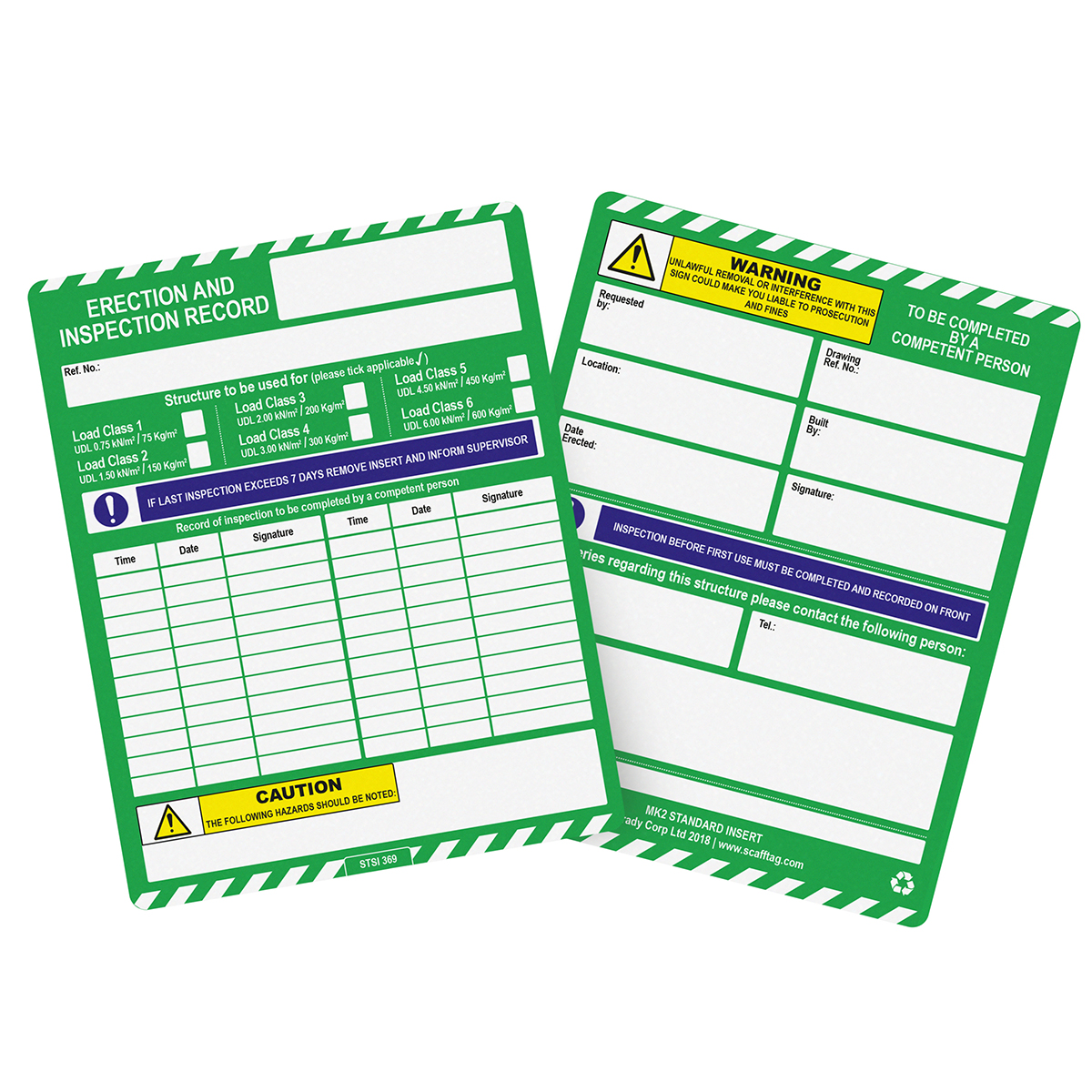 Scafftag MK2 Insert - Brady Part: STSI 369 ETS | Brady | Brady.eu