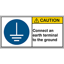 Brady Part: 302861 | ISO Safety Sign - Connect an earth terminal to the ...
