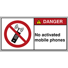Brady Part: 302889 | ISO Safety Sign - No activated mobile phones | www ...