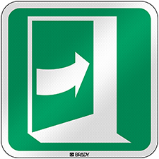 ISO Safety Sign - Door opens by pushing on the right-hand side - Brady ...