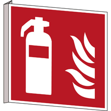 ISO 7010 Double Sided L Sign - Fire Extinguisher | Brady | Brady.eu