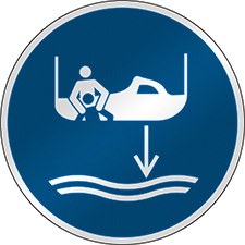 ISO Safety Sign - Lower rescue boat to the water in launch sequence ...