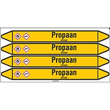 Individuele leidingmerkers op kaart met geperforeerde pijlen, met ...