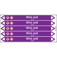 Nitric Acid Pipe Markers on a Card | Brady | Brady.eu
