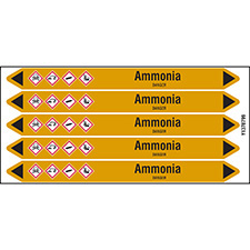 Ammonia Pipe Markers on a Card | Brady | BradyID.com