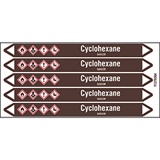 Cyclohexane Pipe Markers on a Card | Brady | Brady.eu