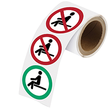 Sicherheitsschild - Sitzen verboten 2x, Sitzen erlaubt 1x; abwechselnd ...