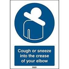 Brady Part: 307111 | Safety Sign - Cough or sneeze into the crease of ...
