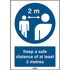 Brady Part: 307406 | Safety Sign - Keep a safe distance of at least 2 ...