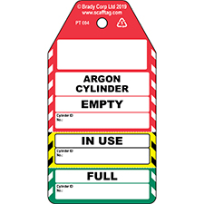 Argon Cylinder - 3 part tag - Brady Part: PROC-GB-PT 004-50 | Brady ...