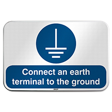 Brady Part: 305528 | ISO Safety Sign - Connect an earth terminal to the ...