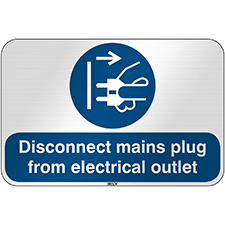 ISO Safety Sign - Disconnect mains plug from electrical outlet - Brady ...