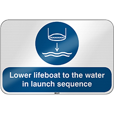 ISO Safety Sign - Lower lifeboat to the water in launch sequence ...