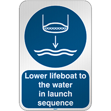 ISO Safety Sign - Lower lifeboat to the water in launch sequence ...