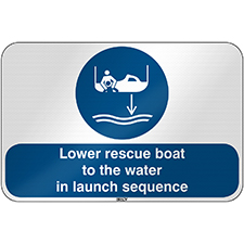 ISO Safety Sign - Lower rescue boat to the water in launch sequence ...