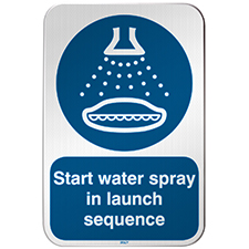 ISO Safety Sign - Start water spray in launch sequence - Brady Part ...