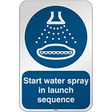 ISO Safety Sign - Start water spray in launch sequence - Brady Part ...
