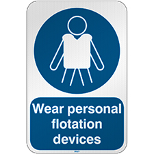 ISO Safety Sign - Wear personal flotation devices - Brady Part: 303309 ...