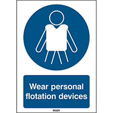 Brady Part: 238784 | ISO Safety Sign - Wear personal flotation devices ...