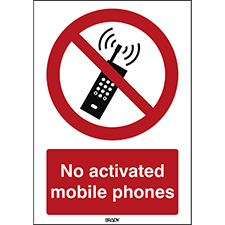 ISO Safety Sign - No activated mobile phones - Brady Part: 309569 ...
