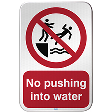ISO Safety Sign - No pushing into water - Brady Part: 305442 | Brady ...