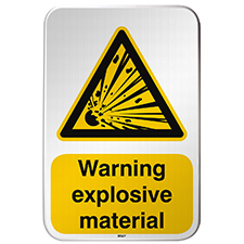 Reflective ISO Safety Sign - Warning: Explosive Material - With text ...
