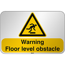 Reflective ISO Safety Sign - Warning: Floor Level Obstacle - With text ...