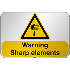 Reflective ISO Safety Sign - Warning: Sharp elements - With text ...