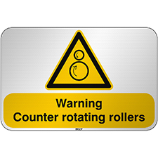 Reflective ISO Safety Sign - Warning: Counter rotating rollers - With ...
