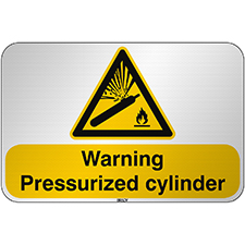 Reflective ISO Safety Sign - Warning: Pressurized cylinder - With text ...