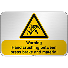 Reflective ISO Safety Sign - Warning: Hand crushing between press brake ...