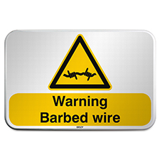 ISO Safety Sign Warning Barbed wire Brady Part 306258 Brady BradyID