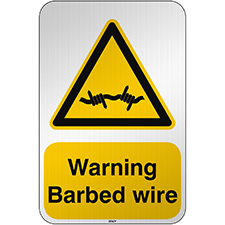 Brady Part: 304591 | ISO Safety Sign - Warning, Barbed wire | www.brady.eu