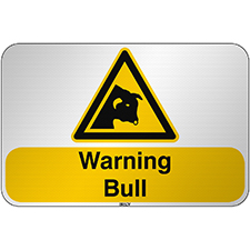 Reflective ISO Safety Sign - Warning: Bull - With text | Brady ...