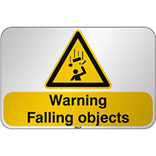 Reflective ISO Safety Sign - Warning: Falling objects - With text ...