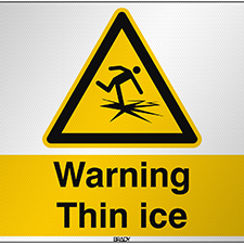 Reflective ISO Safety Sign - Warning: Thin ice - With text | Brady ...