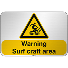 Reflective ISO Safety Sign - Warning: Surf craft area - With text ...
