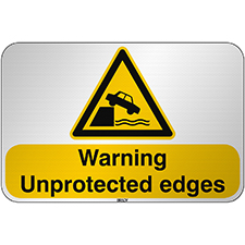 Brady Part: 304759 | ISO Safety Sign - Warning, Unprotected edges ...