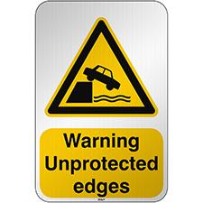Brady Part: 304755 | ISO Safety Sign - Warning, Unprotected edges ...