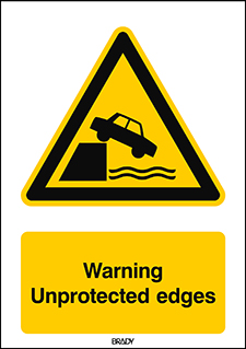 ISO Safety Sign - Warning, Unprotected edges - Brady Part: 301143 ...