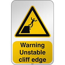 Brady Part: 304764 | ISO Safety Sign - Warning, Unstable cliff edge ...